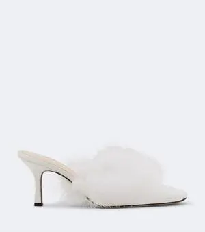 Mach & Mach Feather-trimmed Mules