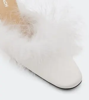 Mach & Mach Feather-trimmed Mules