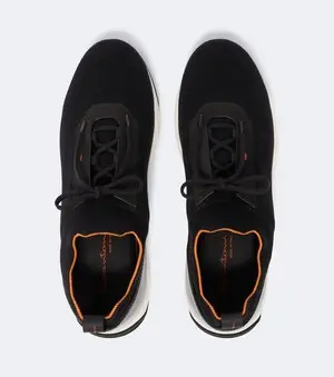 Santoni Leather-trimmed Knitted Sneakers
