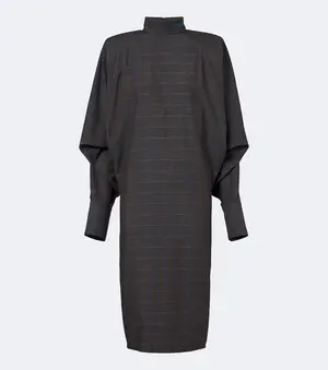MUGLER Checked Draped Midi Dress