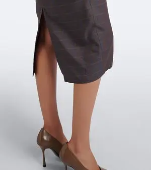 MUGLER Checked Draped Midi Dress