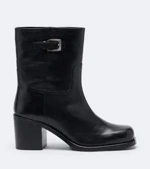 Staud Brooklyn Leather Ankle Boots With Buckle Fastening