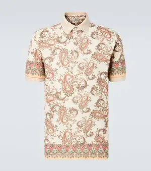 Etro Paisley Cotton Piqué Polo Shirt - Beige