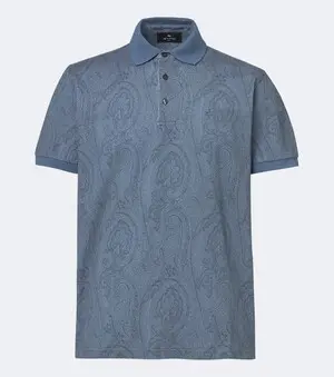 Etro Paisley Cotton Piqué Polo Shirt - Blue