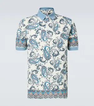 Etro Paisley Cotton Piqué Polo Shirt - Blue