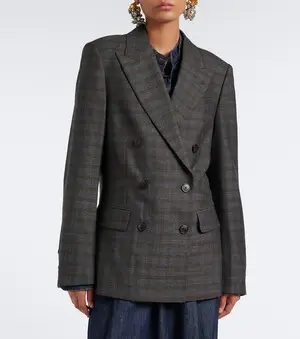 Dries Van Noten Checked Double-breasted Wool Blazer