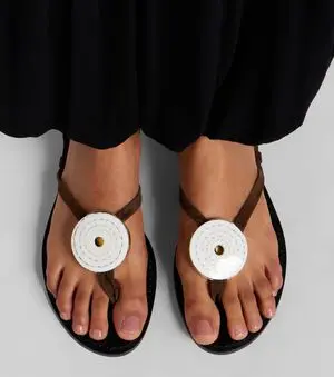 AMANU Vamizi Embellished Suede Thong Sandals