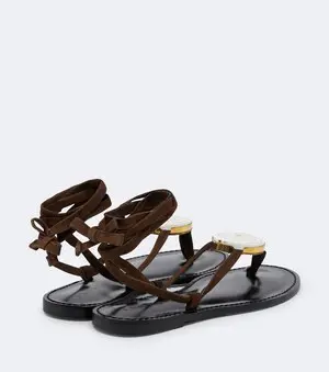 AMANU Vamizi Embellished Suede Thong Sandals