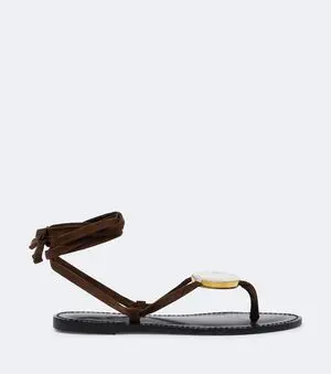 AMANU Vamizi Embellished Suede Thong Sandals