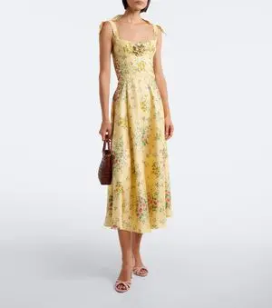 RODARTE Floral Silk Twill Midi Dress