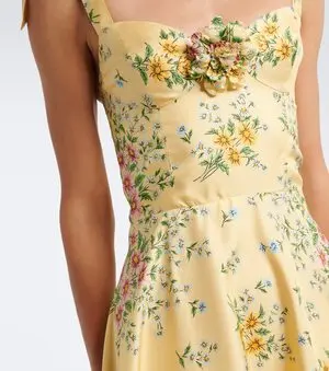 RODARTE Floral Silk Twill Midi Dress