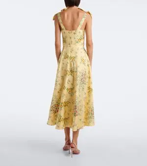 RODARTE Floral Silk Twill Midi Dress