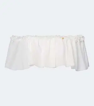 Balmain Off-shoulder Cropped Top - White