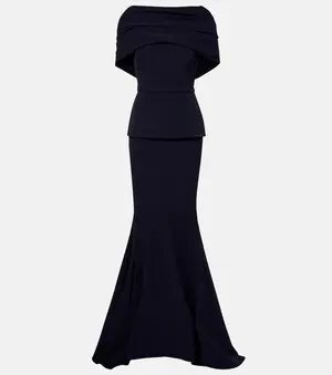 Safiyaa Loura Off-shoulder Crepe Gown - Blue