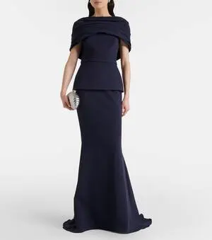 Safiyaa Loura Off-shoulder Crêpe Gown - Blue