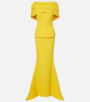 Safiyaa Loura Off-shoulder Crepe Gown - Yellow