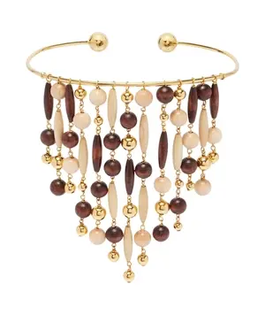 Rabanne Beaded Choker Necklace - Gold