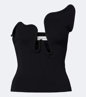 Christopher Esber Ribbed-knit Jersey Top - Black