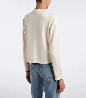 Tory Burch Kendra Scalloped Wool-blend Cardigan - White