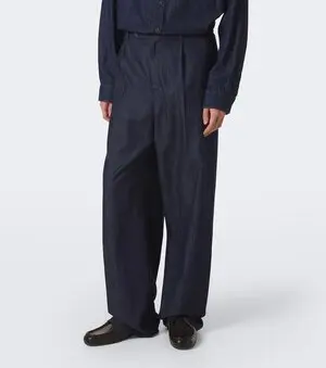 JIL SANDER Cotton Chambray Wide-leg Trousers