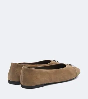 Tory Burch Charlie Suede Ballet Flats - Beige