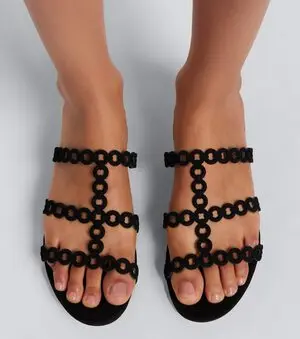 AQUAZZURA Chain Link Suede Sandals