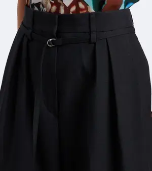 Dries Van Noten Belted Pleated Wool Wide-leg Pants