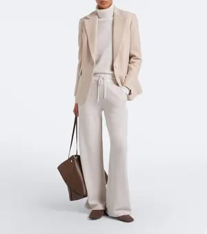Eleventy Chevron Cashmere Flared Pants