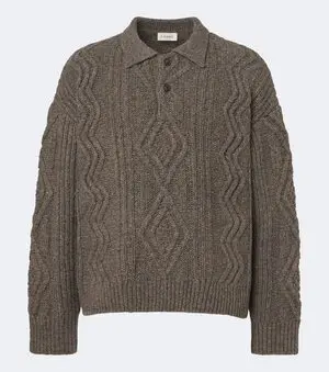 FRAME Cable-knit Wool And Alpaca-blend Polo Sweater - Brown