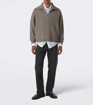 FRAME Wool Polo Sweater - Grey