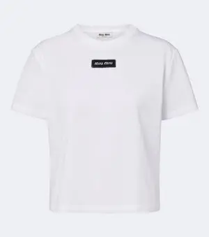 Miu Miu Logo Cotton T-shirt - White