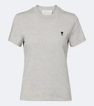 AMI Paris De Coeur Cotton Jersey T-shirt - Grey