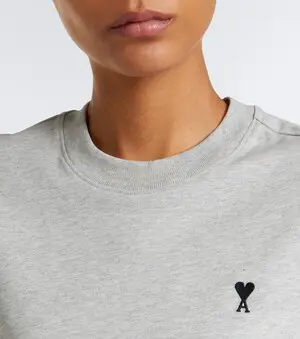 AMI Paris De Coeur Cotton Jersey T-shirt - Grey