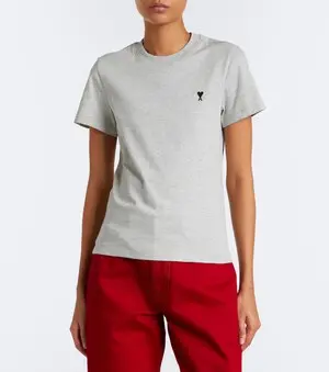 AMI Paris De Coeur Cotton Jersey T-shirt - Grey