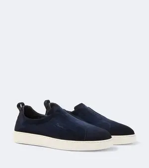 Santoni Suede Slip-on Sneakers - Blue