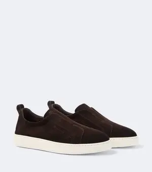 Santoni Suede Slip-on Sneakers - Brown
