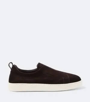 Santoni Suede Slip-on Sneakers - Brown