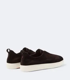 Santoni Suede Slip-on Sneakers - Brown
