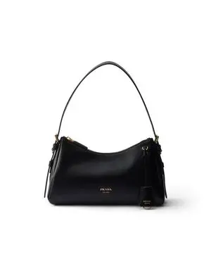 Prada Aimée Medium Leather Shoulder Bag - Black