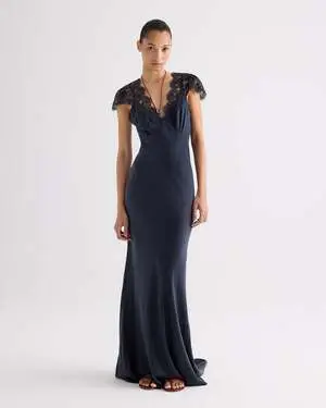 TWP Silk Charmeuse Lace Gown