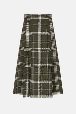 EMILIA WICKSTEAD Kensie Skirt In Military Shetland Tartan - Green