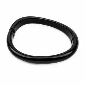 RARE MATTERS JEWELRY Modern Organic Shape Lacquer Stainless Steel Hinge Cuff Bracelet - Black