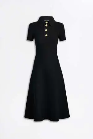 Scanlan Theodore Crepe Knit Poppy Shirt Dress - Black
