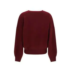 LISA YANG Burgundy Cashmere Crew Neck Jumper - Red