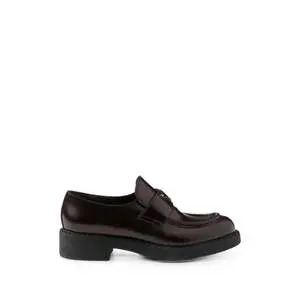 Prada Loafers With Enamel Triangle Logo - Brown