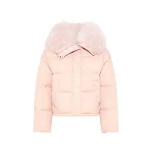 YVES SALOMON Padded Down Jacket With Fur Trim - Pink