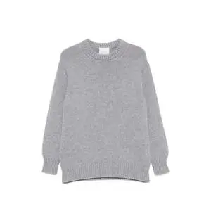 Malo Grey Cashmere Ribbed Knit Crew Neck Jumper - Gray