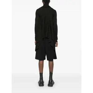 Rick Owens Rws Virgin Wool Fine Knit Asymmetrical Draped Cardigan