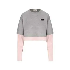 Miu Miu Grey Tops T-shirts & Jerseys - Gray