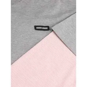 Miu Miu Cropped Jersey Top With Layered Sleeves - Gray